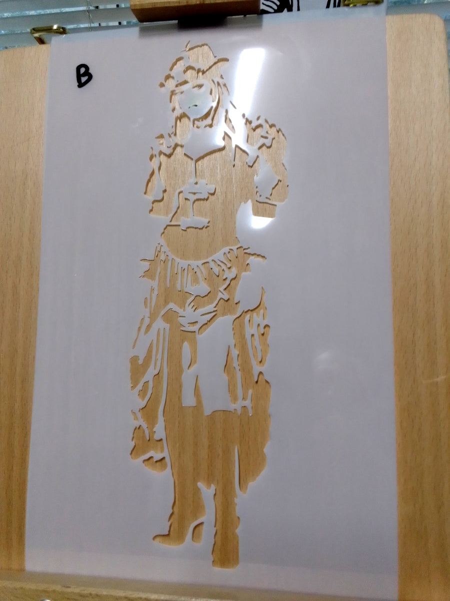 Three layer Steampunk Girl (B) Airbrush art stencil set clear Mylar sh ...