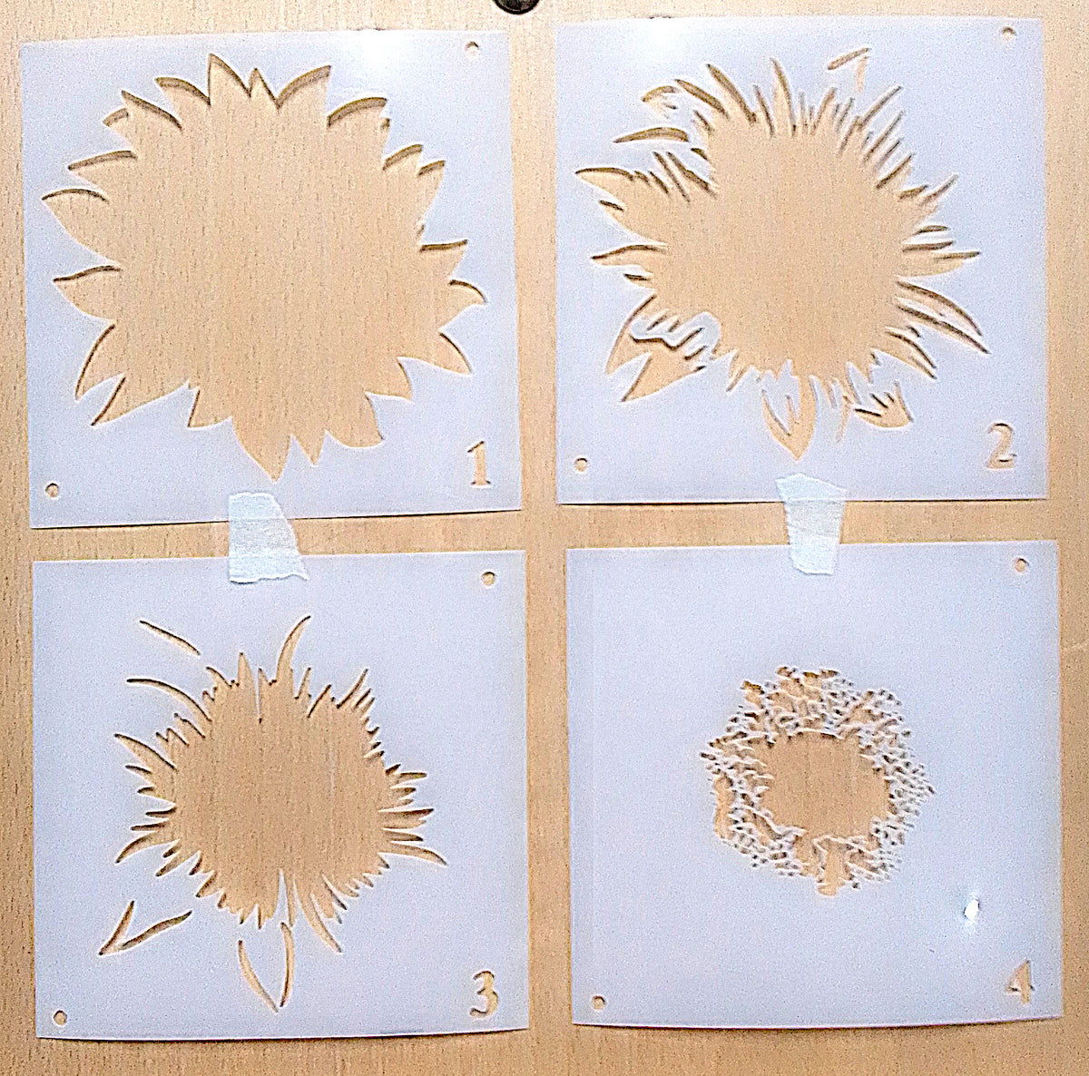 4 layered Sunflower Airbrush art stencil set Mylar ships worldwide ...