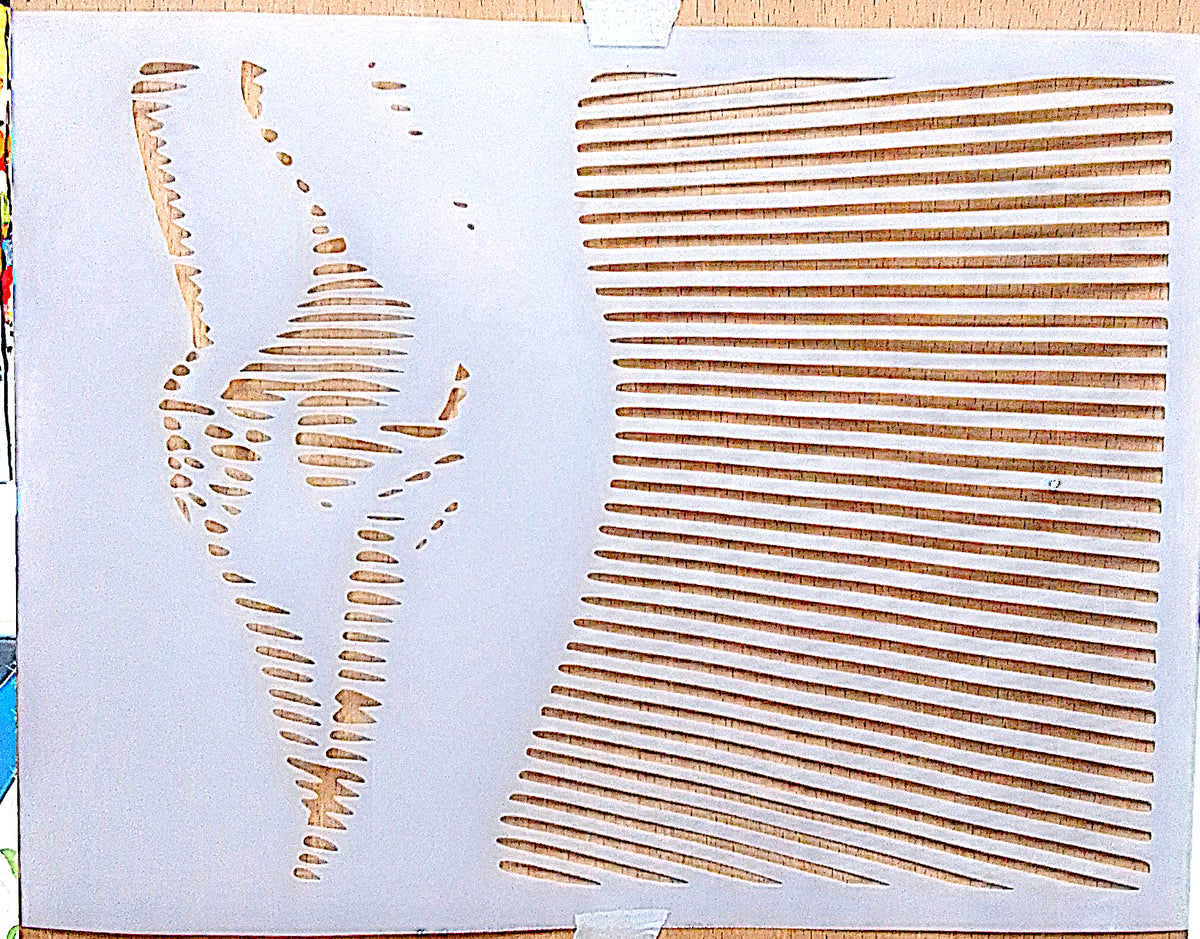 Female stripes stencil D airbrush stencil Artists female template abst ...