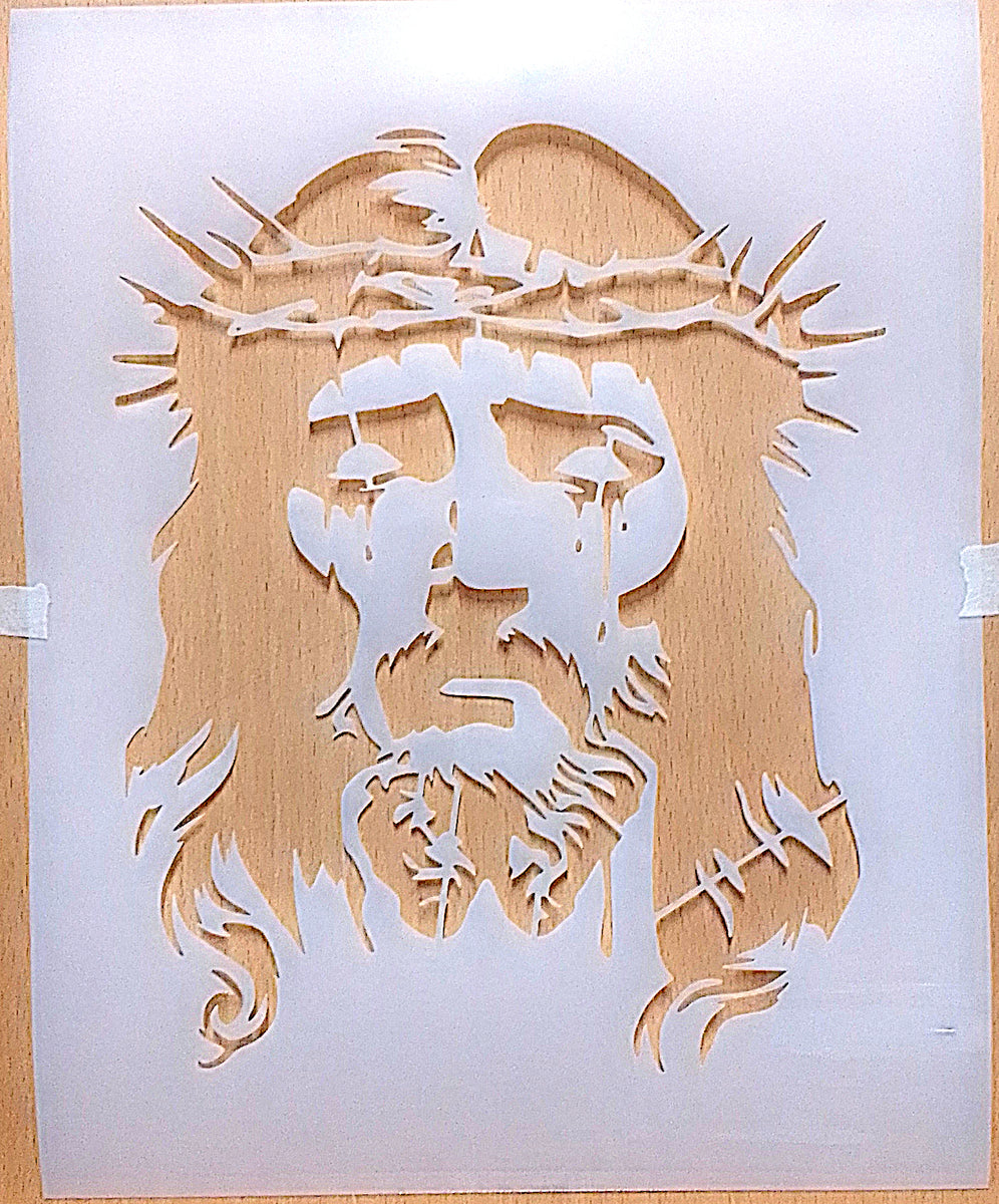 Jesus stencil with crown of thorns airbrush stencil Artists Jesus temp ...