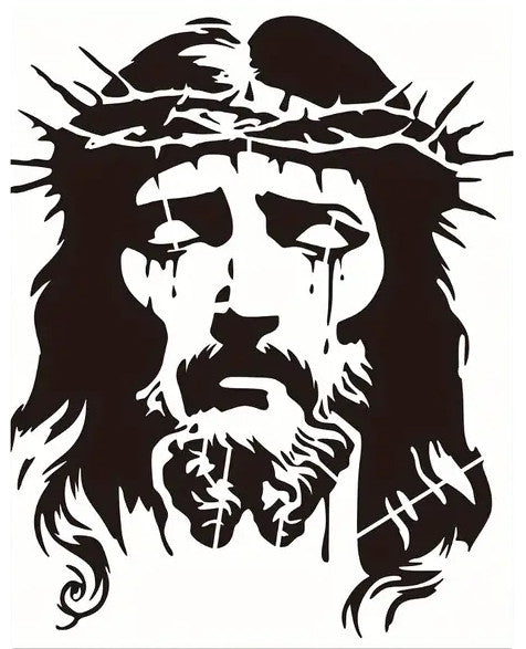Jesus stencil with crown of thorns airbrush stencil Artists Jesus temp ...