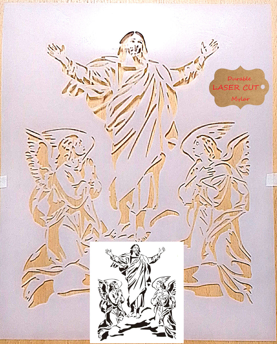 Jesus with Angels Airbrush art stencil available in 7 sizes Mylar ship ...