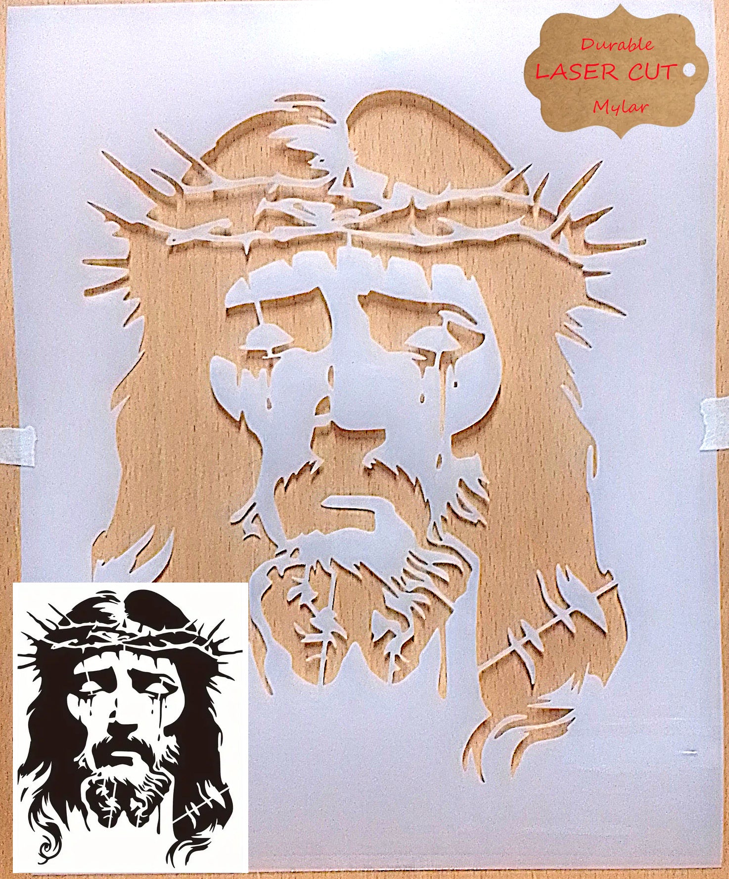 Jesus stencil with crown of thorns airbrush stencil Artists Jesus temp ...