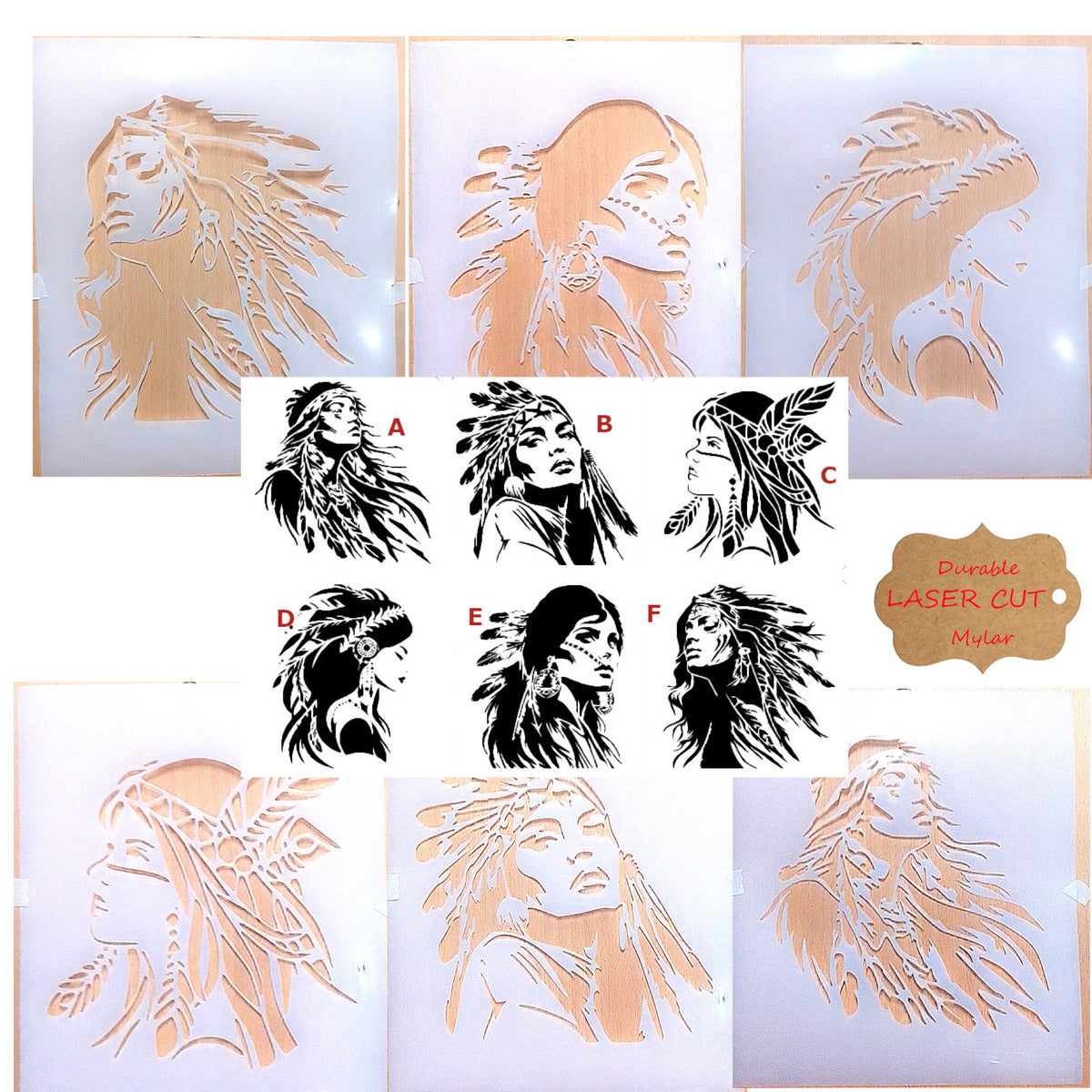 Native American stencil women airbrush art stencil Artists native Amer ...