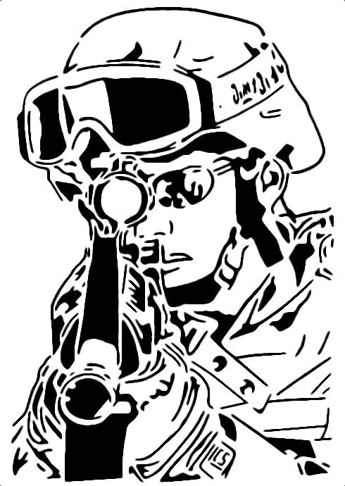 Soldier stencil airbrush stencil Artists military soldier template Myl ...