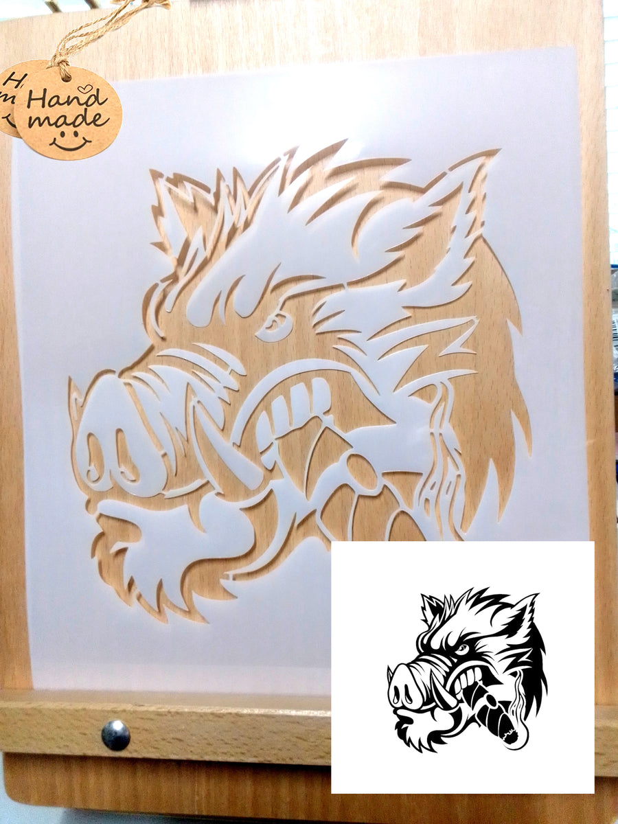 Wild Hog Stencil Airbrush art stencil artists wild hog template availa ...