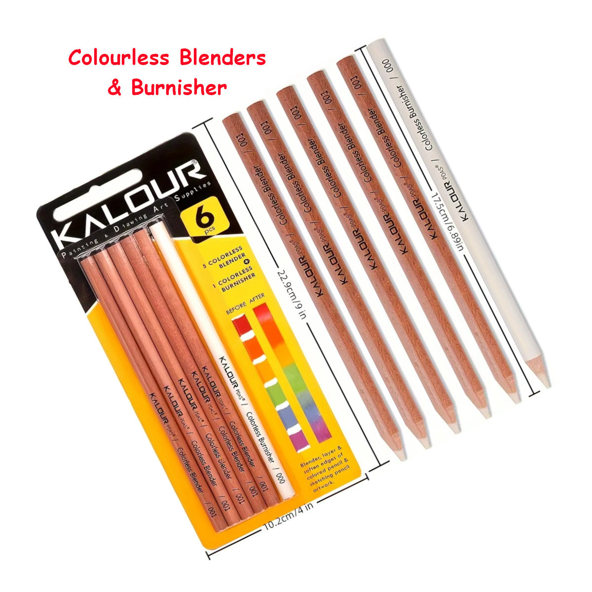 KALOUR Colourless Blender and Burnisher Pencils Set Non-pigmented Wax ...