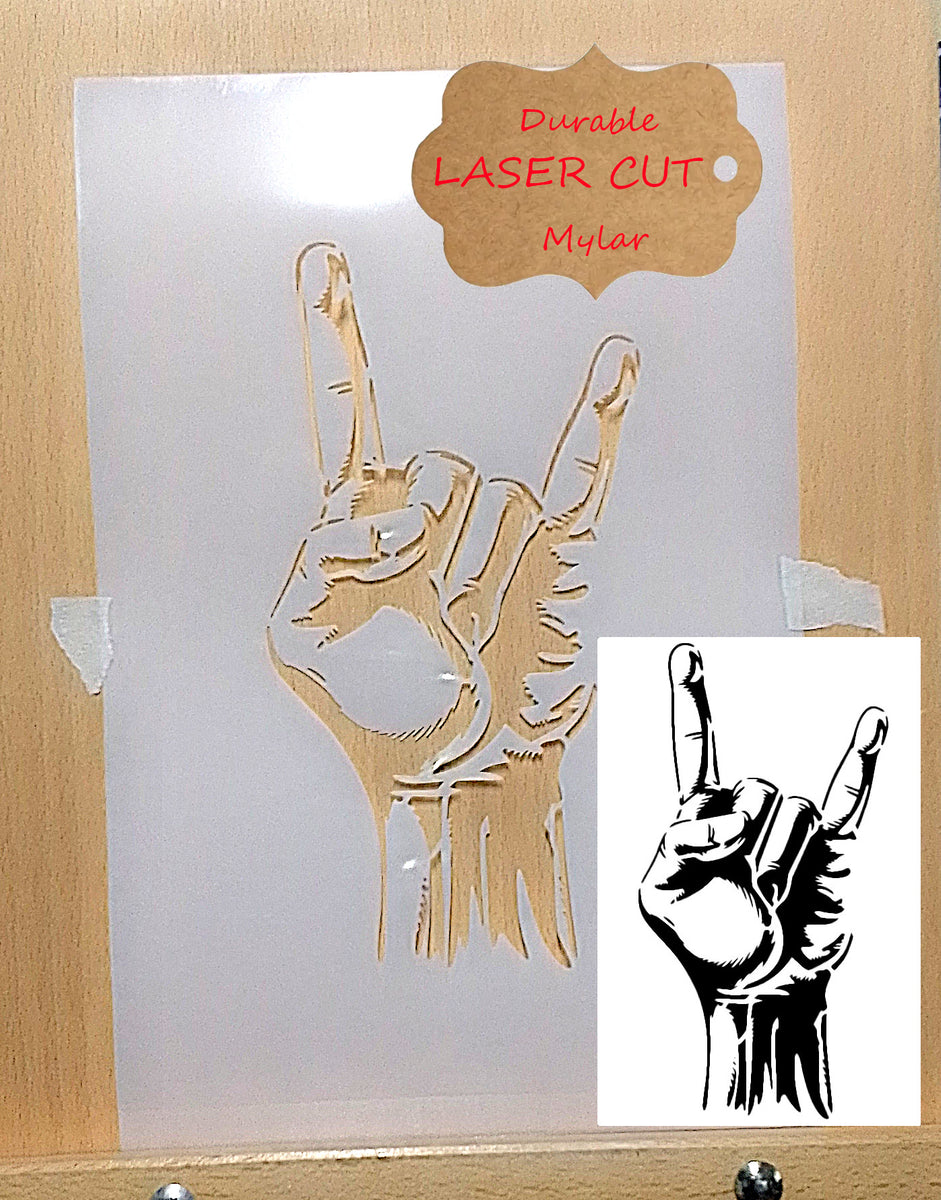 Hand signal Stencil Airbrush art stencil artists hand template availab ...